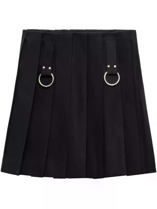 Prada Pleated Gabardine Mini Skirt With Ring Embellishment