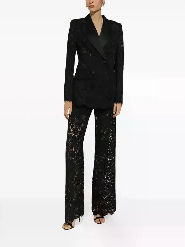 Dolce & Gabbana Floral Lace Double-breasted Blazer