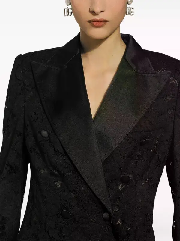 Dolce & Gabbana Floral Lace Double-breasted Blazer