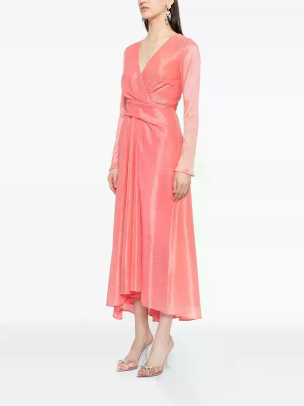Talbot Runhof Metallic Wrap Midi Dress