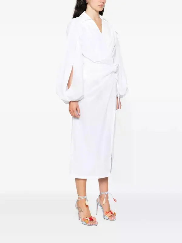 Blumarine Rose-appliqué Poplin Midi Dress - White