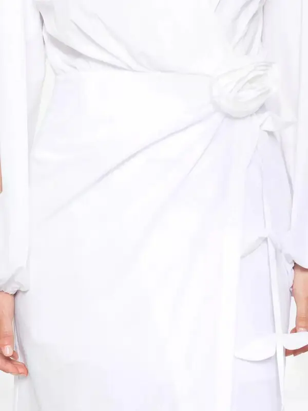 Blumarine Rose-appliqué Poplin Midi Dress - White