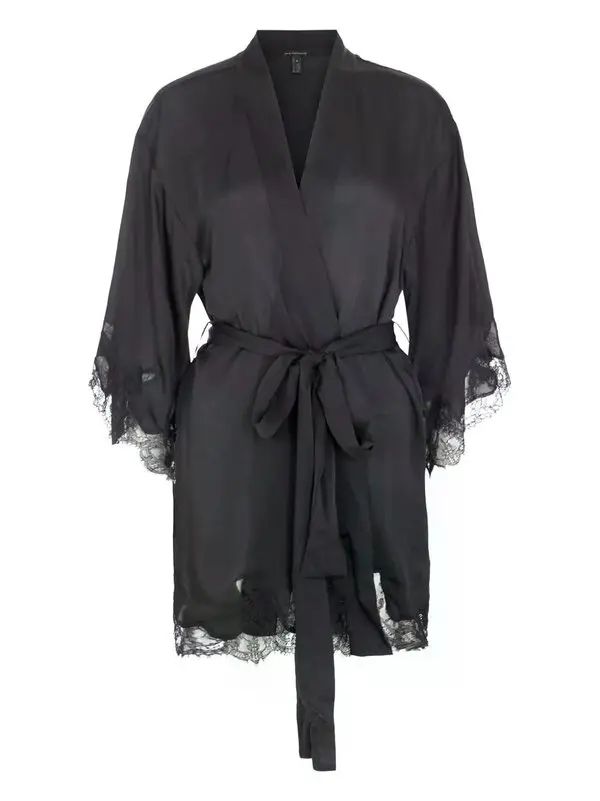 Kiki De Montparnasse Belted Silk Robe - Black