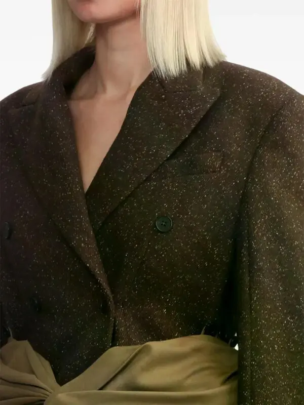 Rokh Belted Wool Blend Blazer - Brown