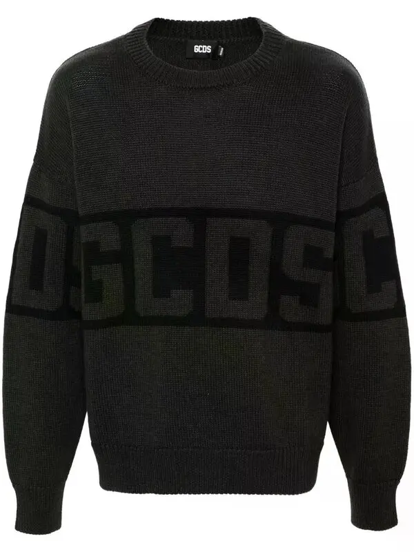 Gcds Logo Band Crew-neck Sweater - Grey