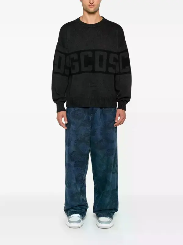 Gcds Logo Band Crew-neck Sweater - Grey