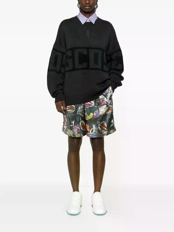 Gcds Logo Band Crew-neck Sweater - Grey