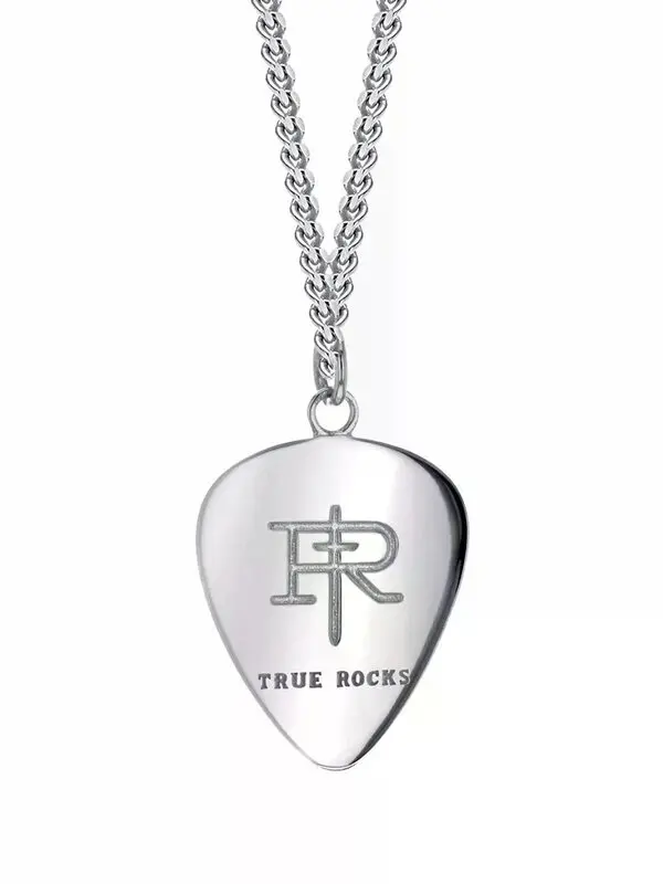 TRUE ROCKS Mini Plectrum Necklace In Rhodium-plated Sterling - Silver