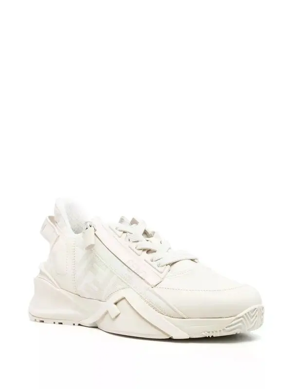 Fendi Logo-print Leather Sneakers - Neutrals
