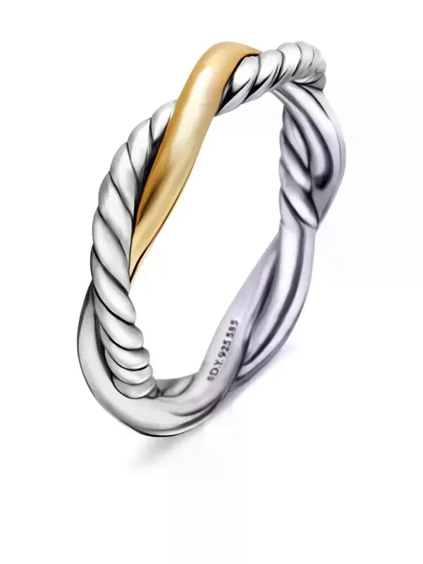 David Yurman 14kt Yellow Gold And Sterling Petite Infinity Band Ring