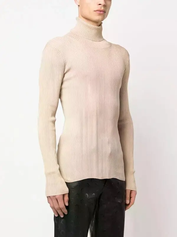 Off-White Ribbed Turtleneck Jumper - Neutrals