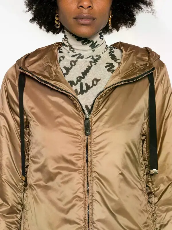Max Mara Satin Hooded Zip-up Jacket - Brown