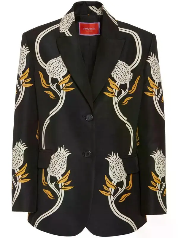 La DoubleJ Jones Floral Print Blazer - Black