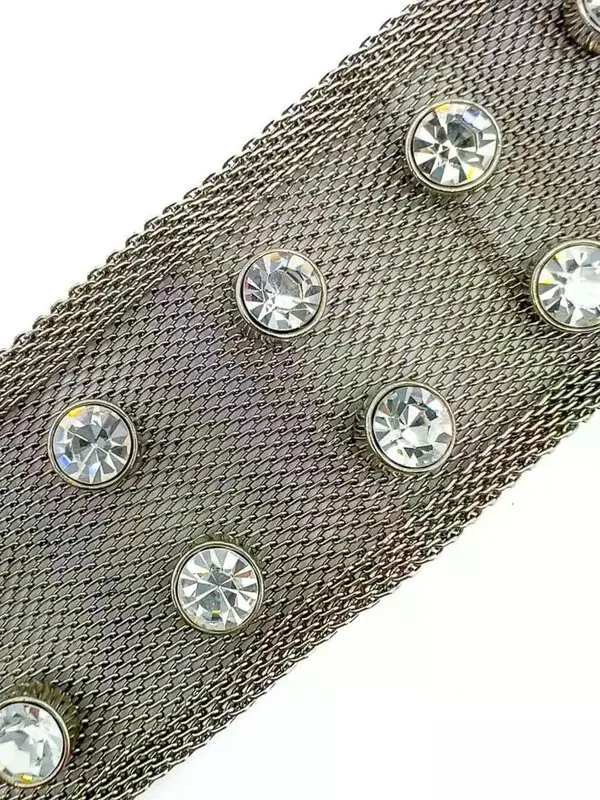 JENNIFER GIBSON JEWELLERY Vintage Crystal Mesh Strap Bracelet - Silver
