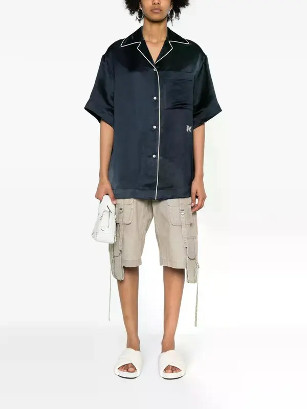 Palm Angels Piped-trim Satin Shirt
