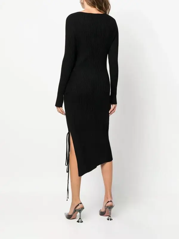 Philipp Plein Ribbed Knit Lace Detail Midi Dress