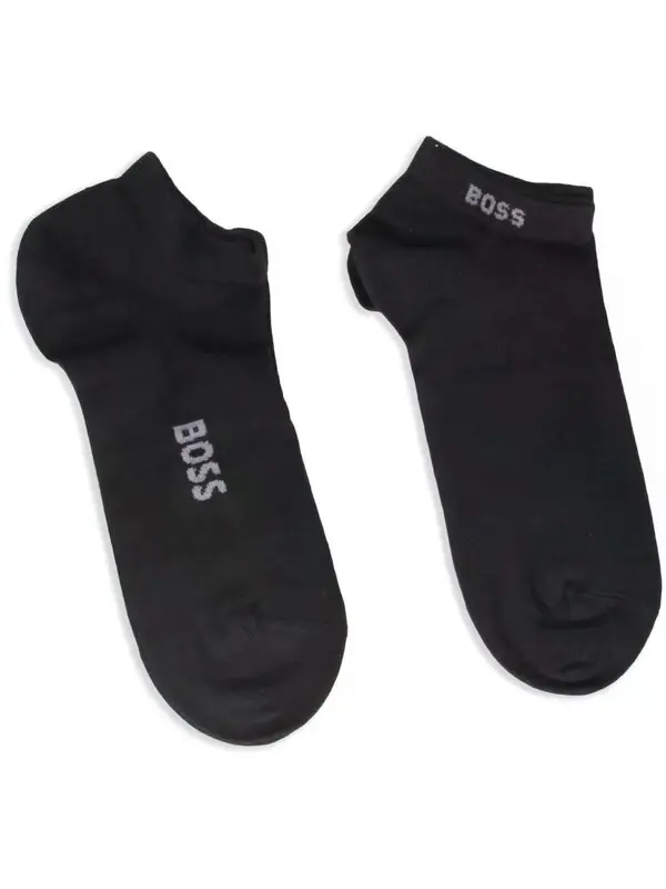 BOSS Logo Embroidered Ankle Socks - Black