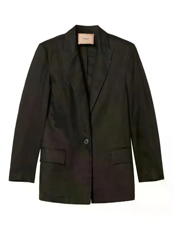TWINSET Woven Blazer With Notched Lapel - Black