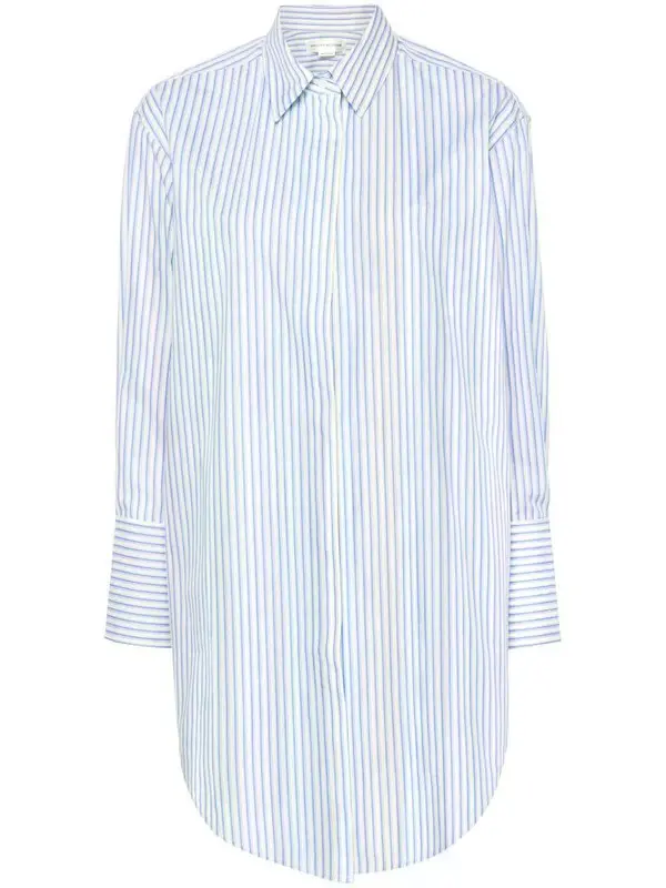 Victoria Beckham Striped Organic Cotton Shirt - Blue