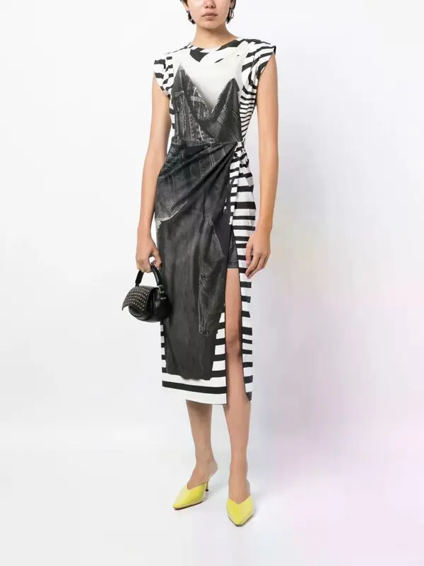 JNBY Graphic-print Sleeveless Midi Dress - Black