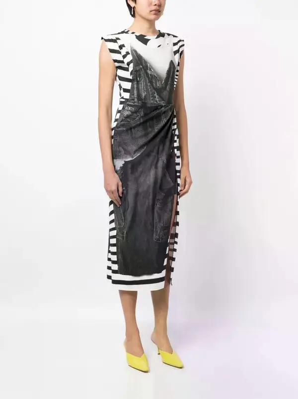 JNBY Sleeveless Graphic Print Midi Dress
