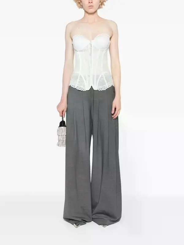 Giuseppe Di Morabito Virgin Wool Blend Pleated Wide Leg Trousers