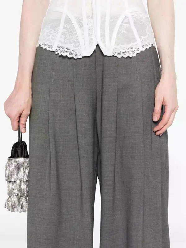 Giuseppe Di Morabito Virgin Wool Blend Pleated Wide Leg Trousers