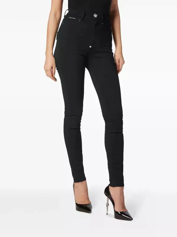Philipp Plein High-rise Skinny Jeans With Embellished Detail - Blue