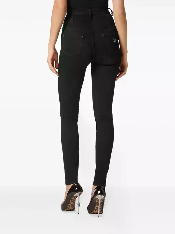 Philipp Plein High-rise Skinny Jeans With Embellished Detail - Blue
