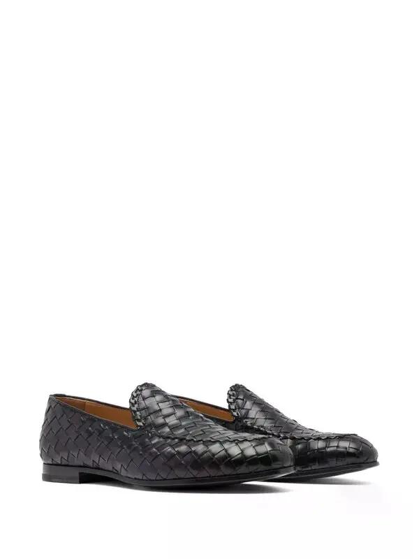 SCAROSSO Vittorio Interwoven Leather Loafers - Black