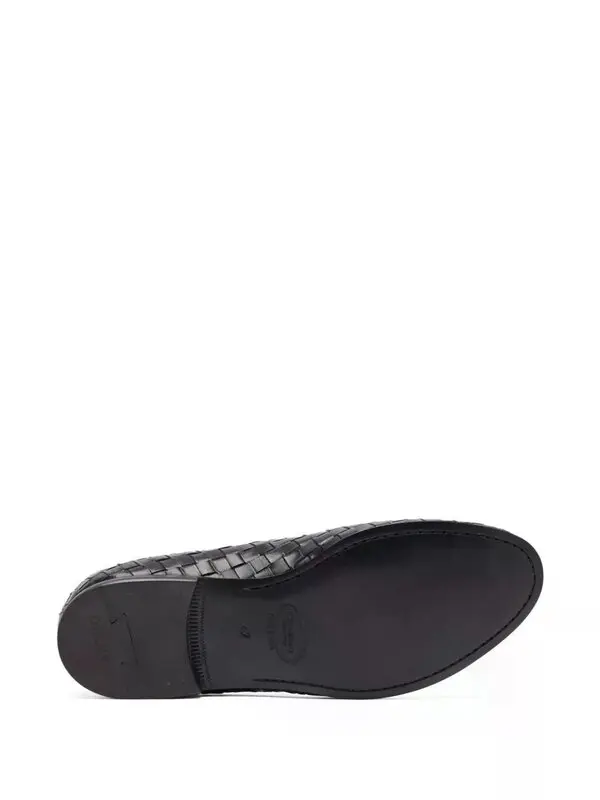 SCAROSSO Vittorio Interwoven Leather Loafers - Black