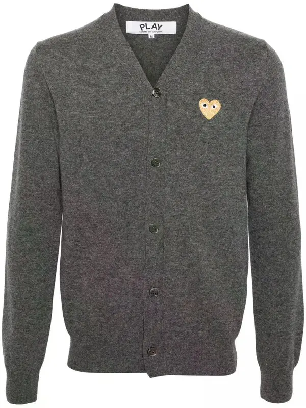 Play Comme Des Garcon Mélange Effect Wool Cardigan - Grey