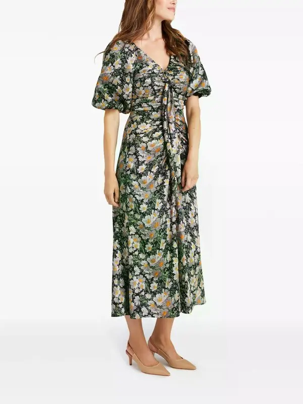 Cinq À Sept Brenton Floral Print V-neck Dress - Black