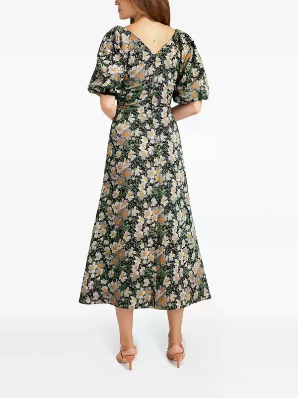 Cinq À Sept Brenton Floral Print V-neck Dress - Black