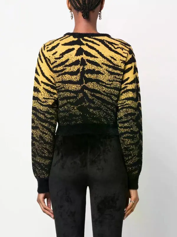Gcds Zebra-jacquard Cropped Jumper