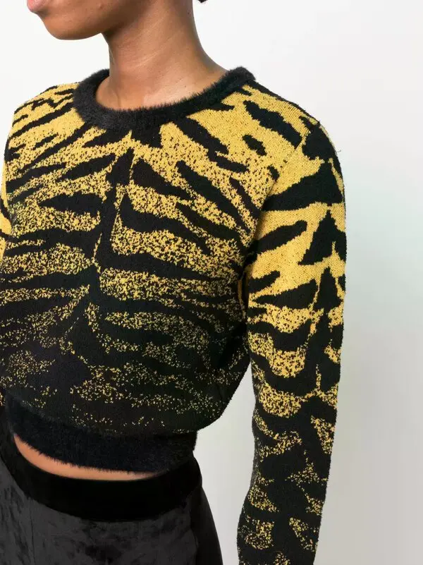 Gcds Zebra-jacquard Cropped Jumper