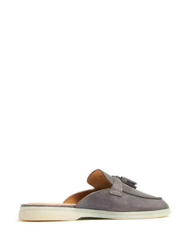 SCAROSSO Lucrezia Suede Tassel Mules - Grey