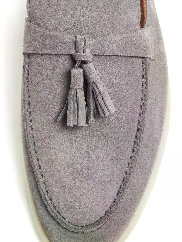 SCAROSSO Lucrezia Suede Tassel Mules - Grey