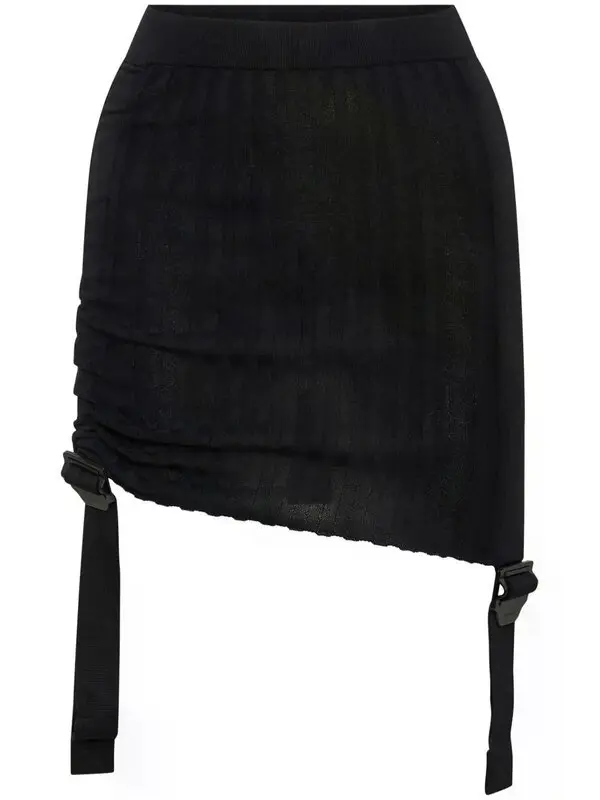 DION LEE Gathered Ribbed-knit Miniskirt