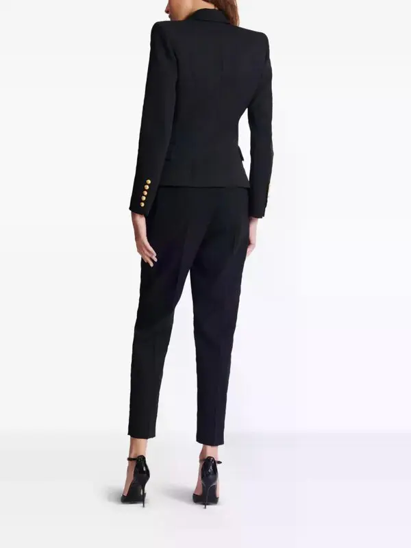 Balmain Grain-de-poudre Double-breasted Fitted Jacket - Black