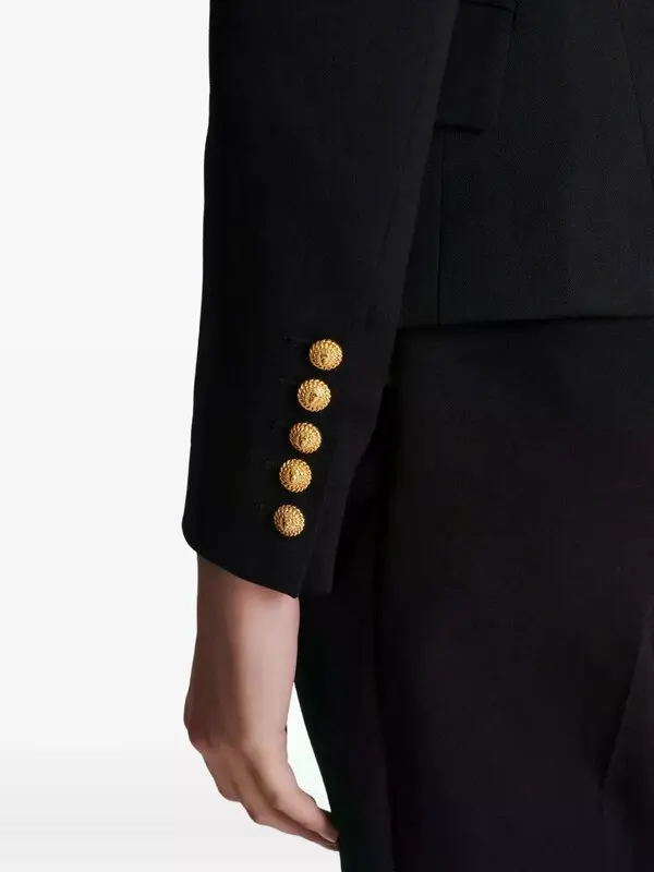 Balmain Grain-de-poudre Double-breasted Fitted Jacket - Black
