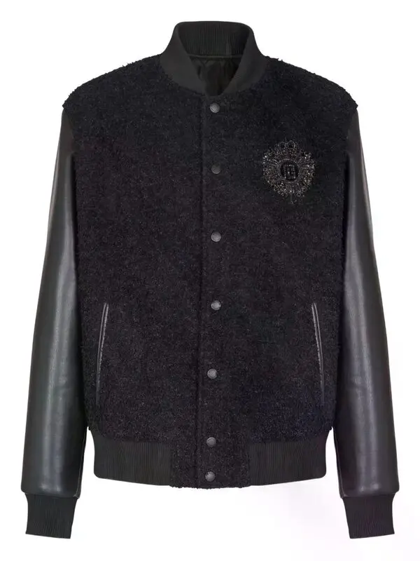 Balmain Varsity Bomber Jacket With Faux-leather Trim