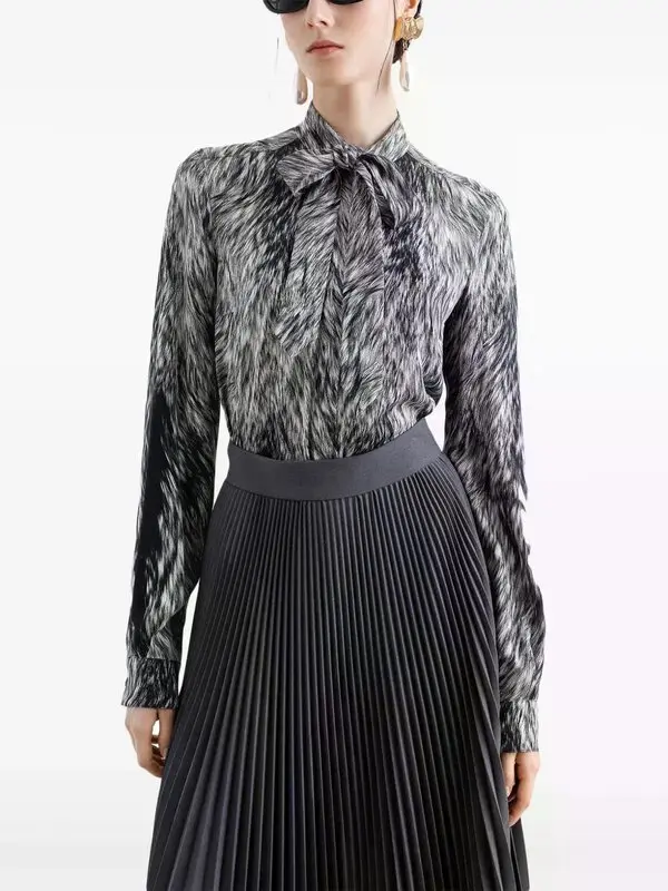 Dolce & Gabbana Animal Print Pussy-bow Blouse