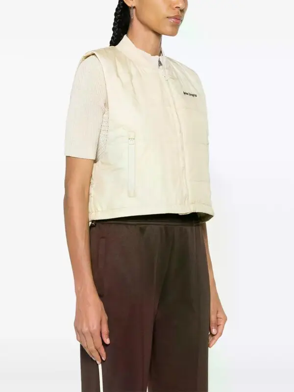 Palm Angels Quilted Logo Down Vest - Neutrals