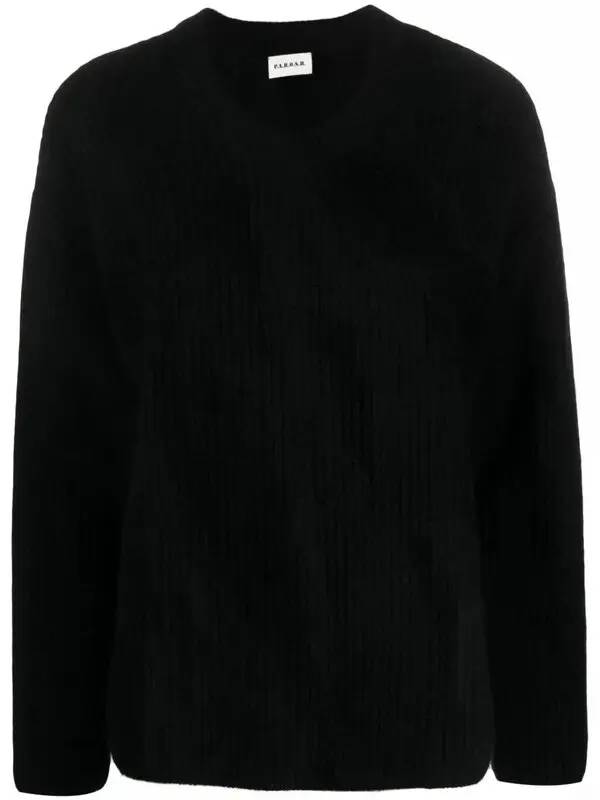P.a.r.o.s.h Ribbed Knit Cashmere Sweatshirt - Black