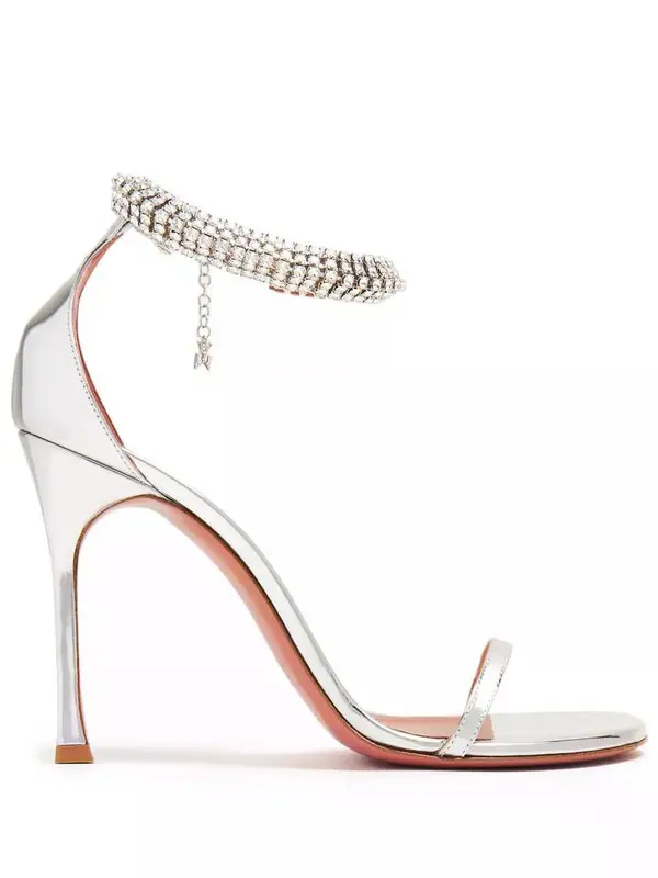 Amina Muaddi Iman 105mm Stiletto Sandals - Silver