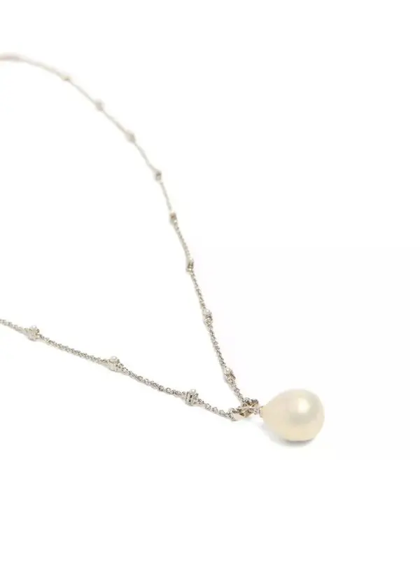 Valentino Garavani V-logo Chain Necklace With Baroque Pearl And Crystal Embellishments