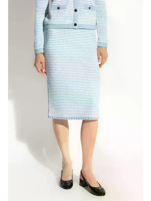 Tory Burch Striped Knit Pencil Skirt - Blue