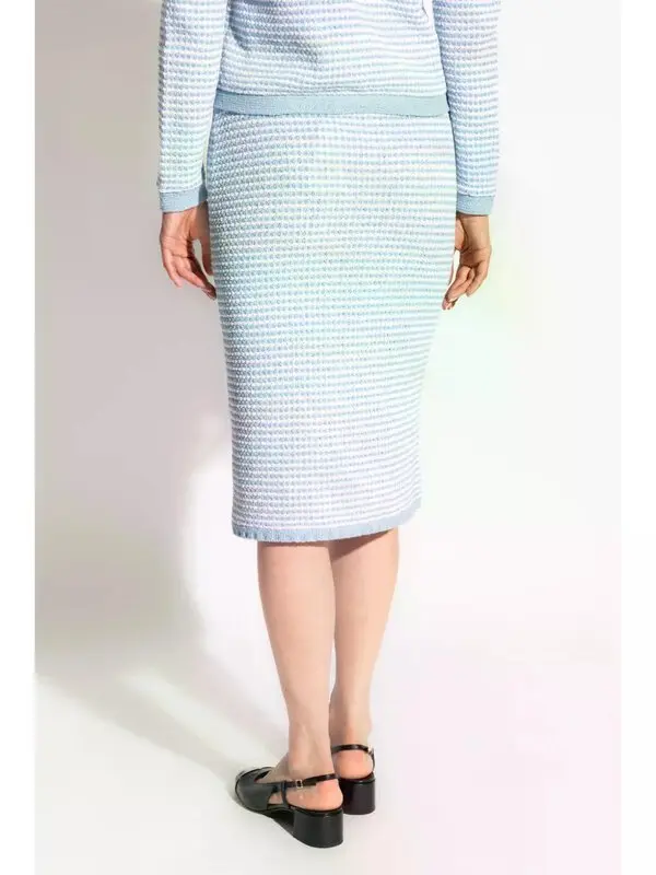 Tory Burch Striped Knit Pencil Skirt - Blue