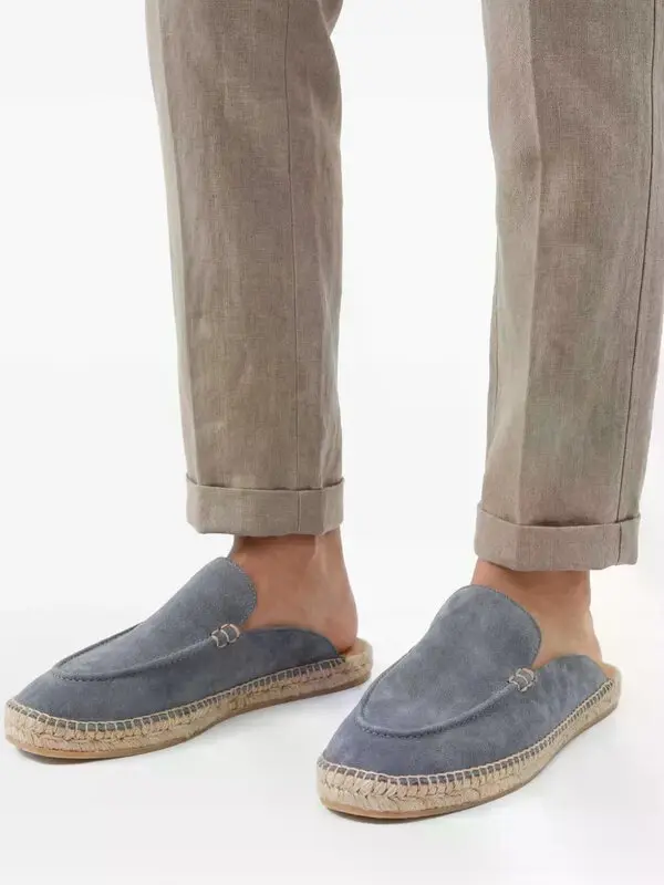 SCAROSSO Suede Jute-sole Espadrilles - Grey